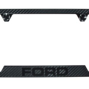 Ford Blacked Out with Carbon Fiber Inlay zinc License Plate Frame 2 Hole