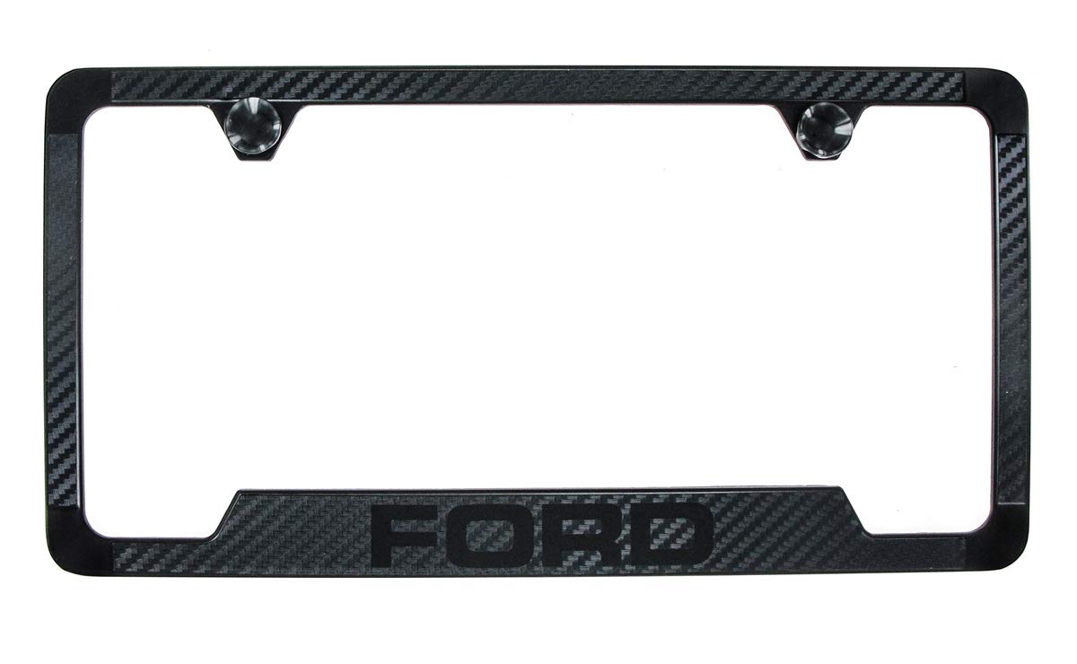 Ford Blacked Out with Carbon Fiber Inlay zinc License Plate Frame 2 Hole