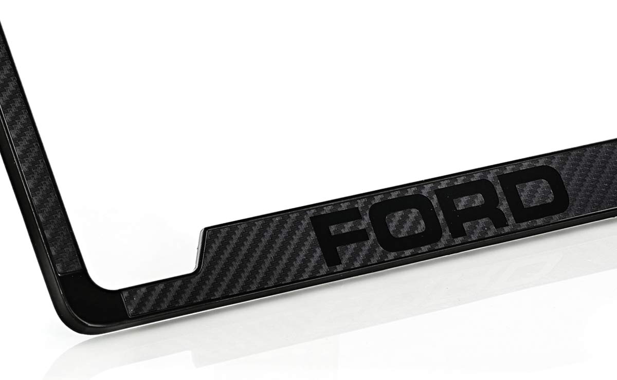 Ford Blacked Out with Carbon Fiber Inlay zinc License Plate Frame 2 Hole