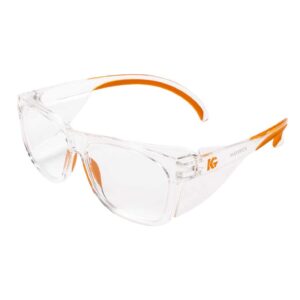 kleenguard™ v30 maverick eye protection (49301), with kleenvision™ anti-fog coating, clear lenses lenses, clear frame with orange tips (qty 1)