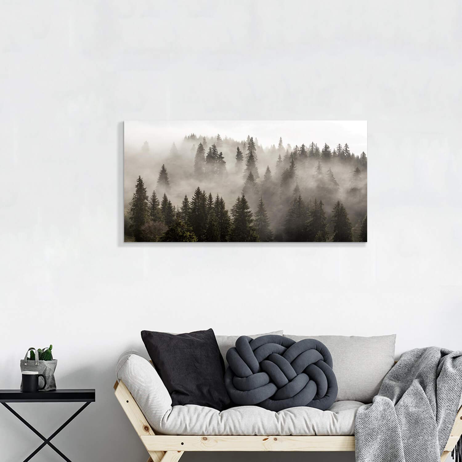 ARTISTIC PATH Foggy Forest Canvas Wall Art: Landscape Mountain Artwork Photographic Print Pictures for Bedrooms (40" W x 20" H,Multi-Sized)