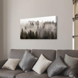 ARTISTIC PATH Foggy Forest Canvas Wall Art: Landscape Mountain Artwork Photographic Print Pictures for Bedrooms (40" W x 20" H,Multi-Sized)