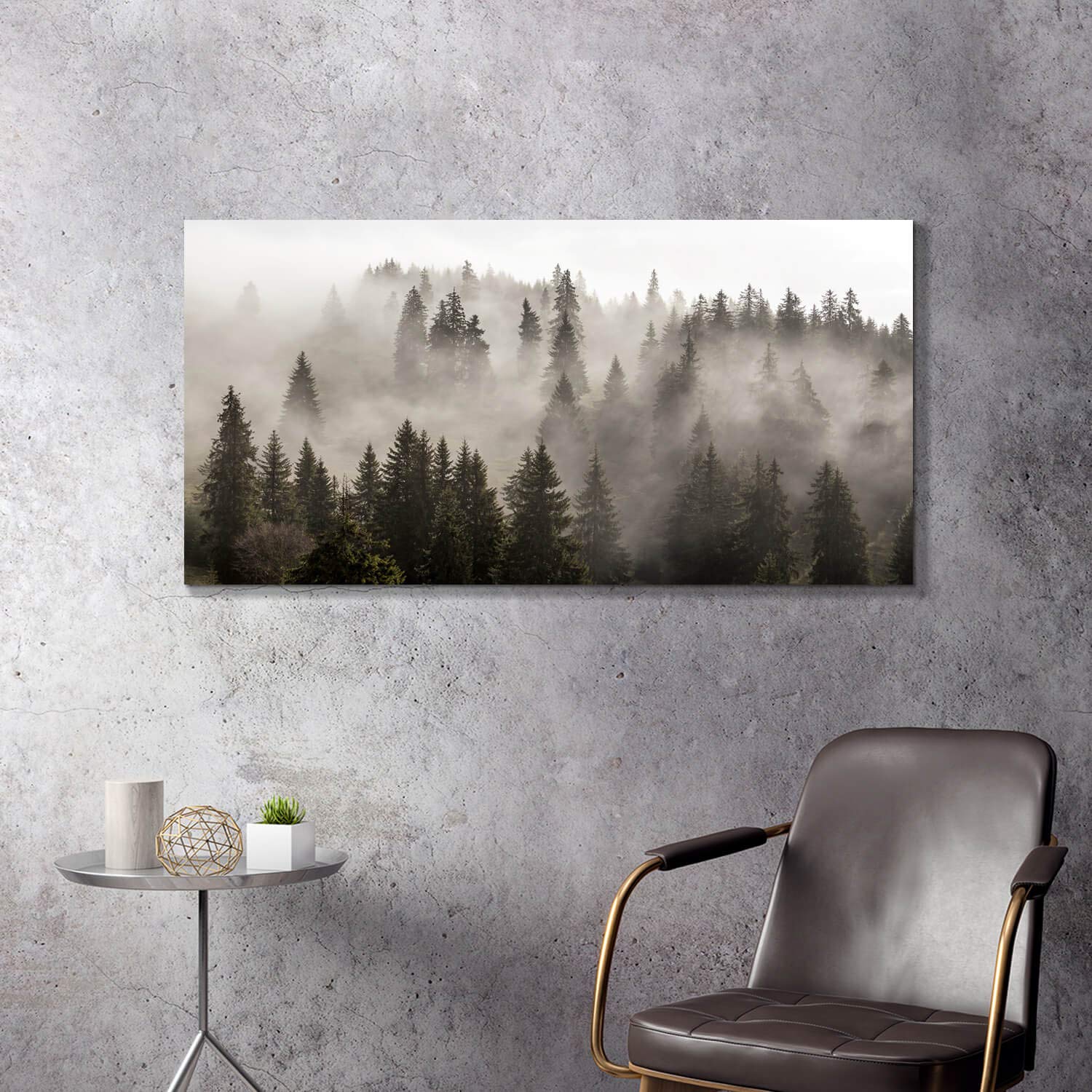 ARTISTIC PATH Foggy Forest Canvas Wall Art: Landscape Mountain Artwork Photographic Print Pictures for Bedrooms (40" W x 20" H,Multi-Sized)