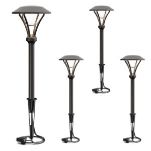 goodsmann low voltage path lights landscape lighting 1 watt led 60 lumens flood lights with metal stake for garden yard patio area outdoor lighting (4 pack) 9920-2104-04