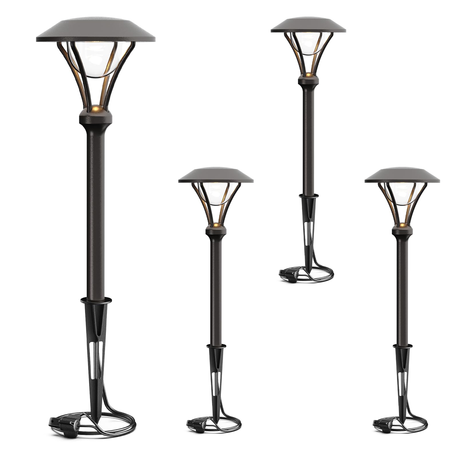 GOODSMANN Low Voltage Path Lights Landscape Lighting 1 Watt LED 60 Lumens Flood Lights with Metal Stake for Garden Yard Patio Area Outdoor Lighting (4 Pack) 9920-2104-04