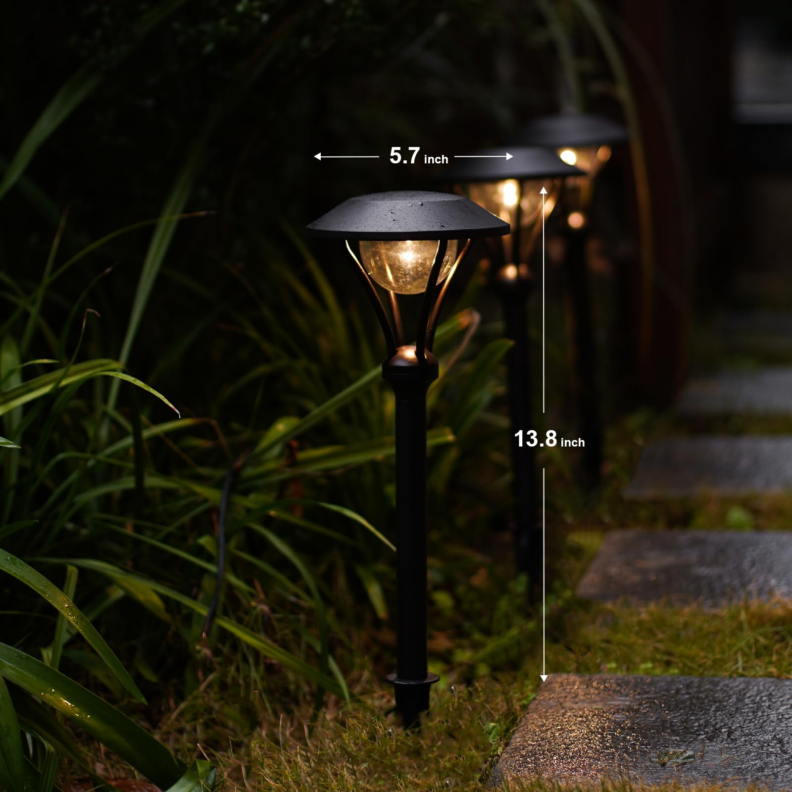 GOODSMANN Low Voltage Path Lights Landscape Lighting 1 Watt LED 60 Lumens Flood Lights with Metal Stake for Garden Yard Patio Area Outdoor Lighting (4 Pack) 9920-2104-04