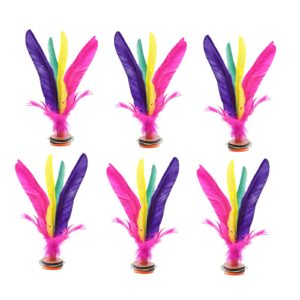 bleiou 6 pack chinese jianzi colorful feather kicking shuttlecock foot sports toy game