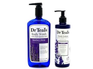 dr teals lavender body wash w/pure epsom salt - bundle w/dr teals lavender body lotion! soothing set!