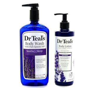 Dr Teals Lavender Body Wash w/Pure Epsom Salt - Bundle w/Dr Teals Lavender Body Lotion! Soothing Set!