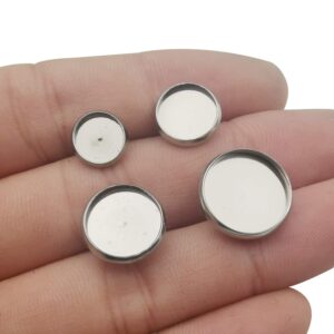 40pcs 12mm Stainless Steel Blank Stud Earring Bezel Setting for Jewelry Making with 40pcs Surgical Steel Earring Backs DIY Findings (9851)