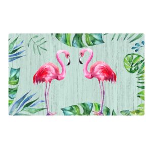 e-view welcome doormat for front door non slip rubber floor mat - decorative doormats for entrance way outdoors indoors door mat entrance rug for home patio garden 29" x 17" (elegant flamingo)