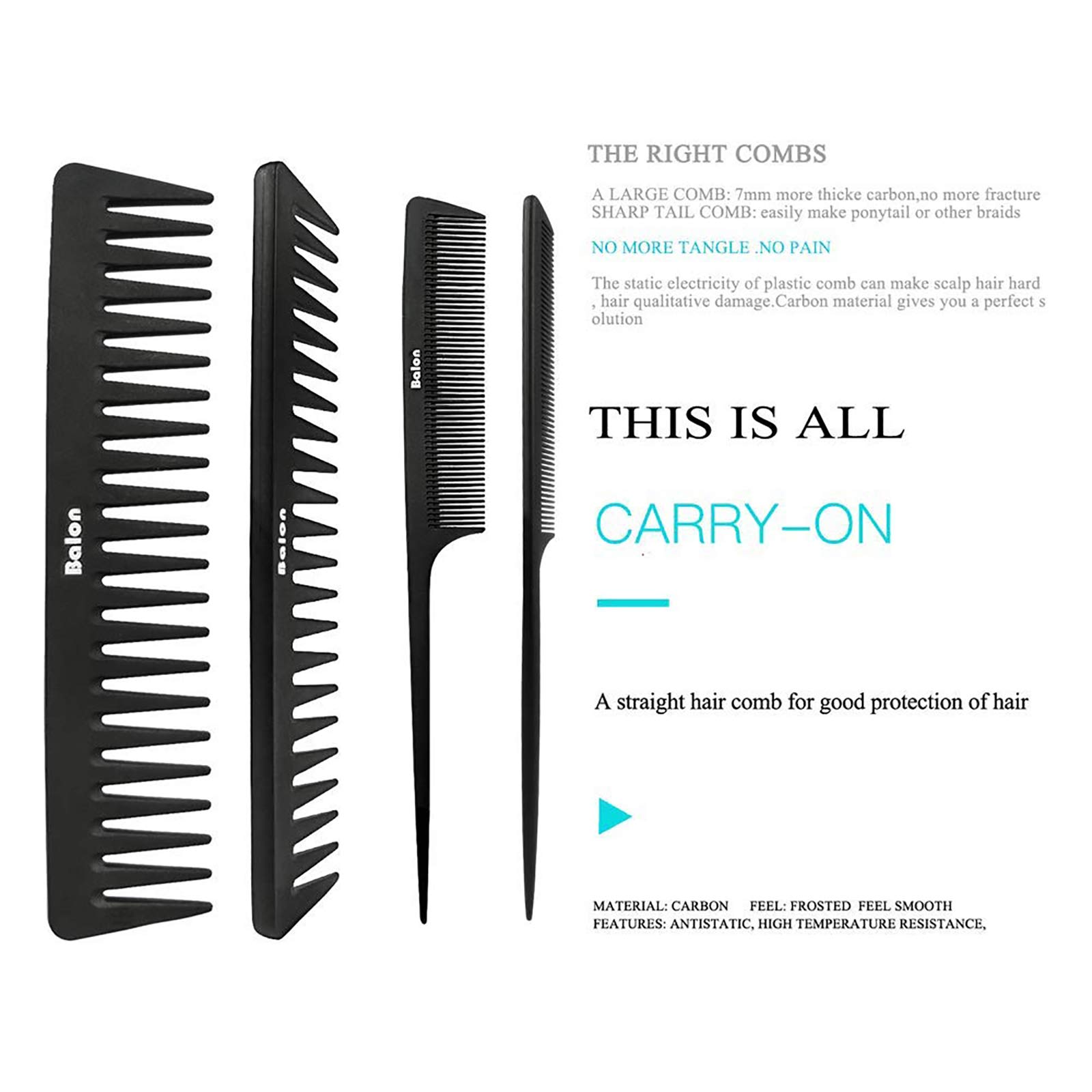 4Pcs Paddle Hair Brush, Detangling Brush and Hair Comb Set for Men and Women, Great On Wet or Dry Hair, No More Tangle Hairbrush for Long Thick Thin Curly Natural Hair