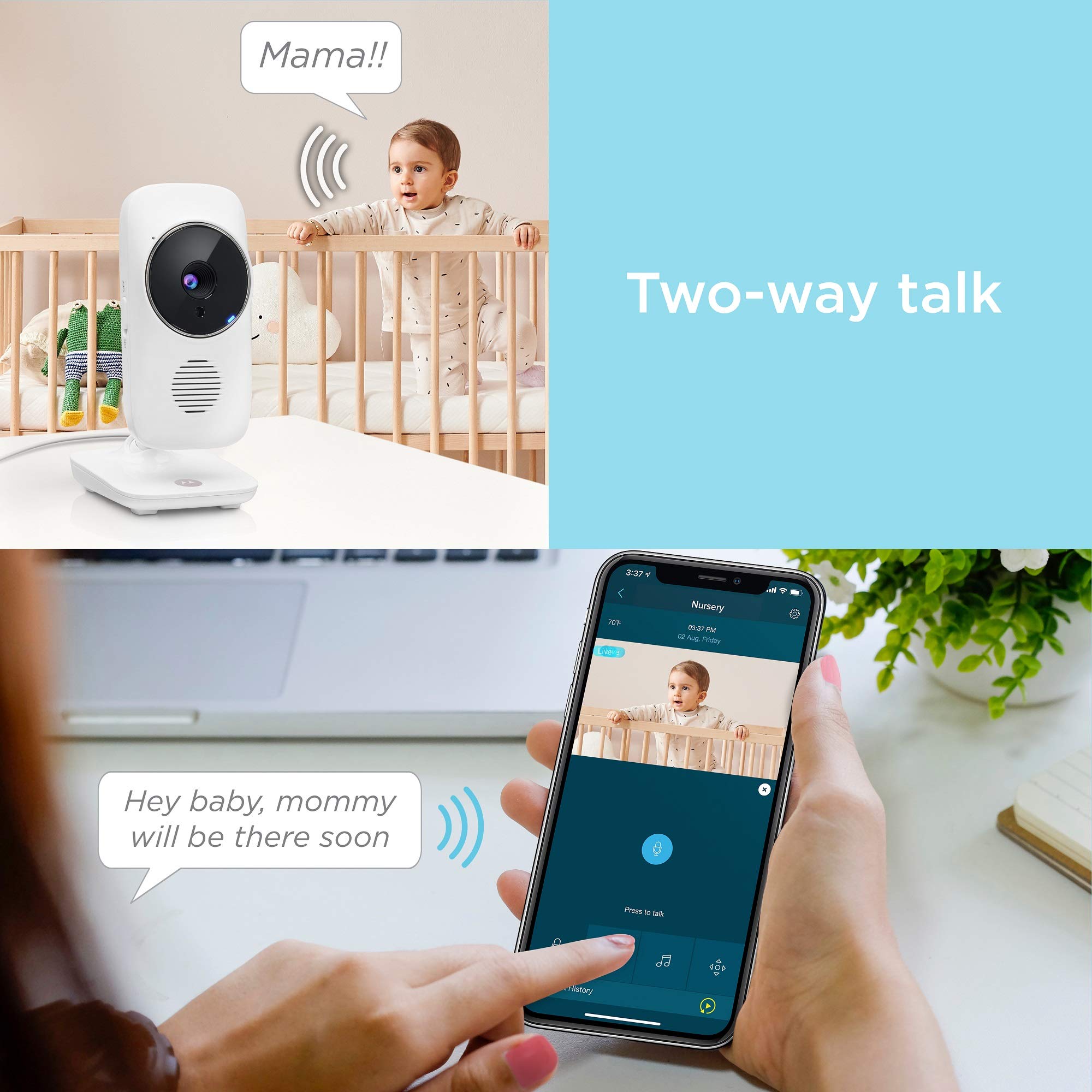 Motorola MBP667CONNECT 2.8" Video Baby Monitor with Wi-Fi Viewing, Digital Zoom, Two-Way Audio, and Room Temperature Display, (Pack of 1)