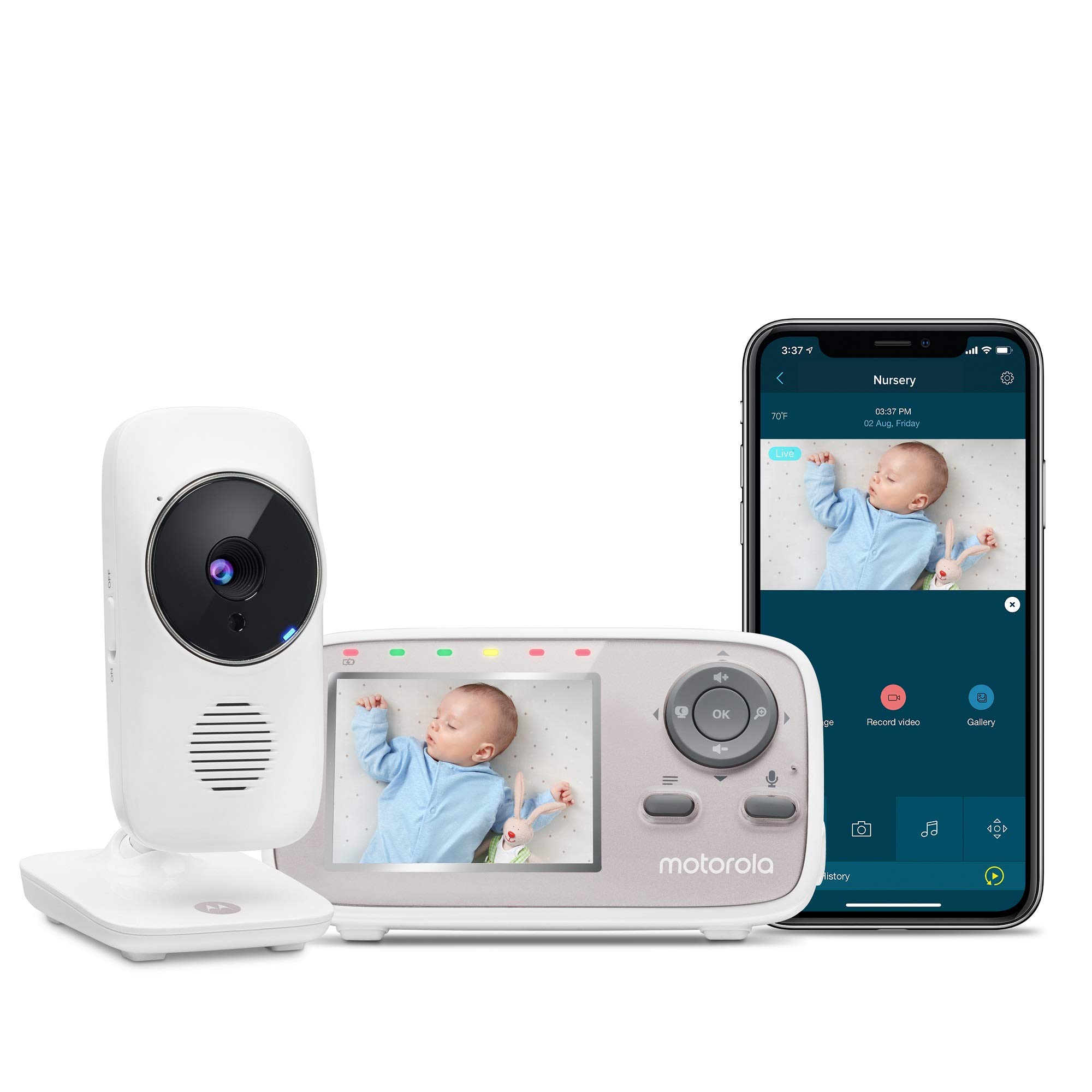 Motorola MBP667CONNECT 2.8" Video Baby Monitor with Wi-Fi Viewing, Digital Zoom, Two-Way Audio, and Room Temperature Display, (Pack of 1)