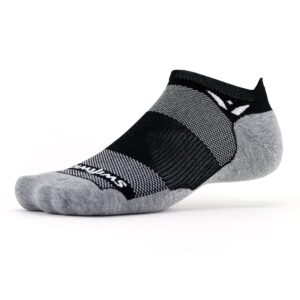 swiftwick – maxus zero tab golf & running socks, maximum cushion, mens & womens (black, large)