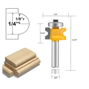 LEATBUY 1/2 Inch Shank Bullnose Router Bit 5PCS，Half Round Bearing Carbide Tipped Edge Cutting Bits， Radius 1/8" 3/16" 1/4" 5/16" 3/8", Woodworking Milling Cutter (YL05)