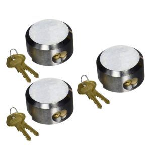 mardili lock hidden shackle trailer puck padlocks rekeyable keyed alike, soild steel, pack of 3