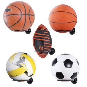 CLISPEED Wall-Mounted Ball Holders Display Racks for Basketball Soccer Football Volleyball Exercise Ball (Black,2PCS)