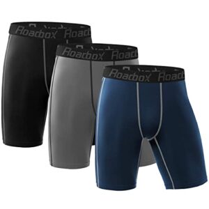 roadbox compression shorts for men 3 pack cool dry athletic workout underwear running gym spandex baselayer boxer briefs