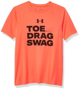 under armour boys' tech toe drag swag short sleeve t-shirt, beta (628)/black, youth small