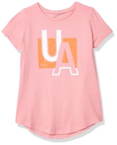 under armour girls' graphic t-shirt, lipstick (691)/lipstick, youth small