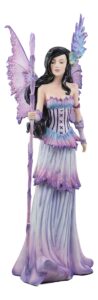 ebros large amy brown spring season purple lavender fairy holding curling magical staff statue 17.75" tall fantasy mythical faery garden magic collectible figurine fairies pixies nymphs decor