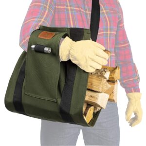 logox woodox sling - the world's most ergonomic firewood, kindling, and log carrier - designed in vermont and made in usa (patented)