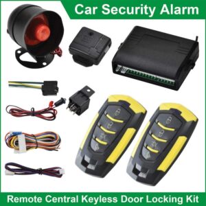 Car Remote Central Locking Kit - MASO 4 Doors Keyless Entry System + Anti-Theft Alarm Immobiliser System with Shock Sensor Universal Fits for All Car