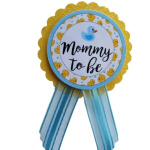 Amy's Bubbling Boutique, Inc. Mommy & Daddy to Be Pin Duck Baby Shower Yellow & Blue It's a Boy, Baby Sprinkle Gender Reveal