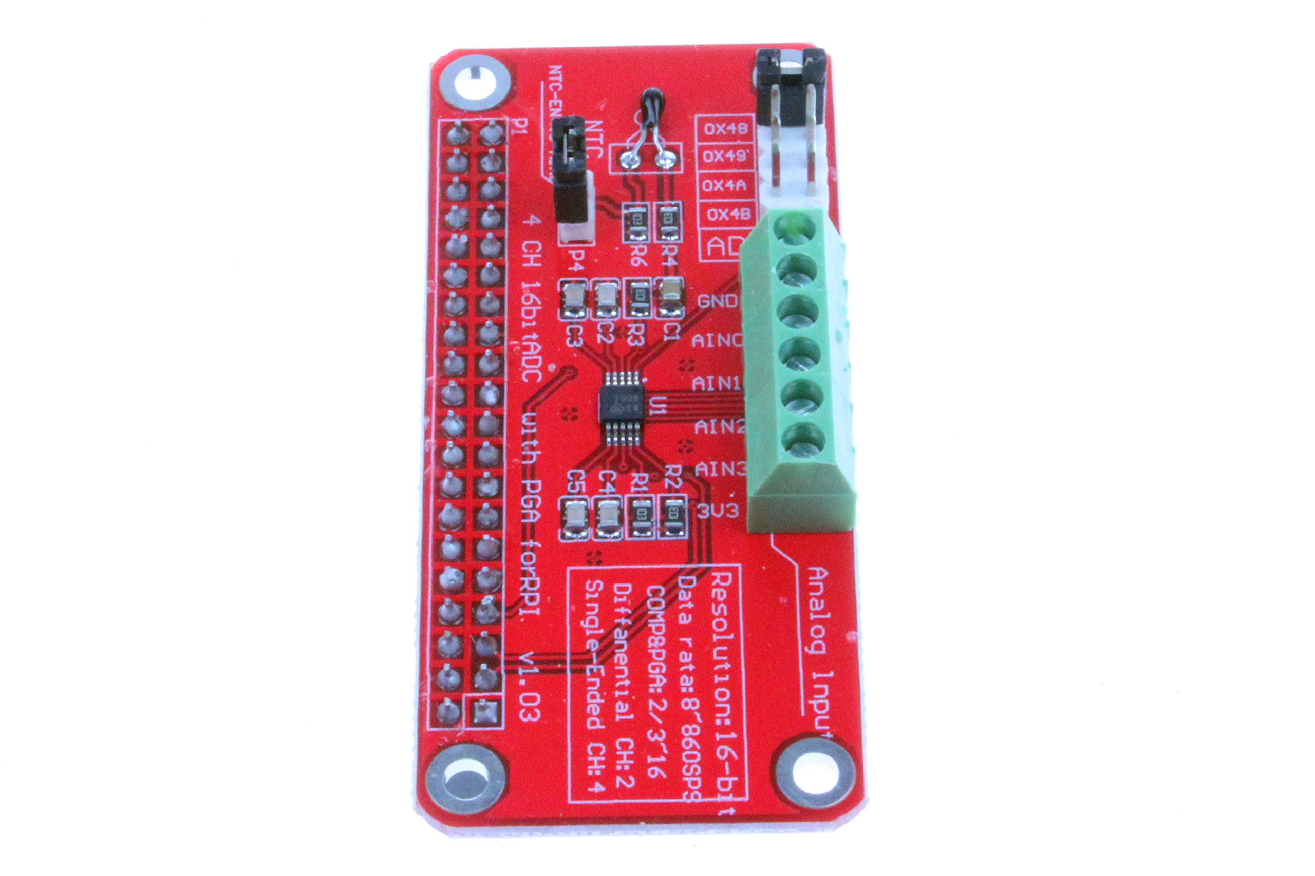 NOYITO 4-Channel 16-Bit ADC with PGA for RPI Raspberry PI 16 Bits I2C ADS1115 Module ADC 4 Channel for Raspberry Pi 3 2 Model B B+