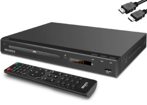 megatek region-free dvd player for tv with hdmi, cd player for home, plays all regions and formats, usb port, durable metal casing, remote, hdmi and rca cables included