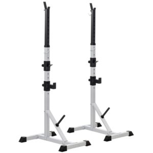 soozier 2-piece pair steel height adjustable barbell squat rack and bench press 23" x 29.75" x 69.25"