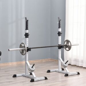 Soozier 2-Piece Pair Steel Height Adjustable Barbell Squat Rack and Bench Press 23" x 29.75" x 69.25"