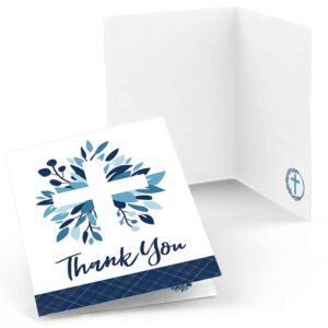 big dot of happiness blue elegant cross - boy religious party thank you cards (8 count)