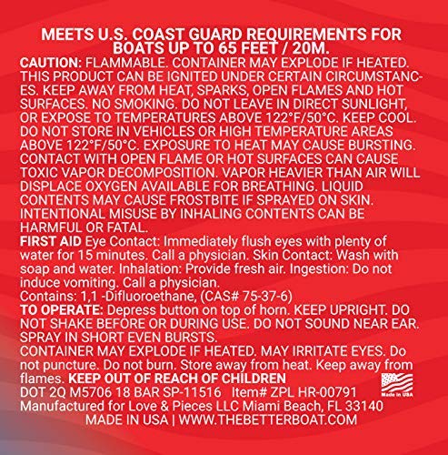 Air Horn Can for Boating & Safety Very Loud Canned Boat Accessories Hand Held Fog Mini Marine Air Horn for Boat Can and Blow Horn or Small Compressed Horn Refills 1.4oz