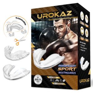 urokaz football mouth guard sports 5 pieces mouthguard and mouthpiece for boxing, mma, basketball, lacrosse, muay thai, hockey mouthguards one size fit all for contact and non contact sport