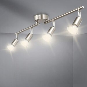 dllt modern led 4 light track lighting kit, flush mount wall or ceiling spot lights fixtures, flexibly adjustable decorative accent lamp for kitchen, living room, bedroom, hallway gu10 bulbs included