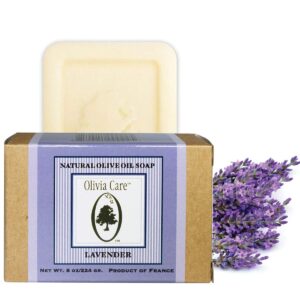 olivia care premium bath & body bar soap | organic & natural | olive oil | repairs, hydrates, & deep cleans | repair dry skin | made in usa | 8 oz - lavender