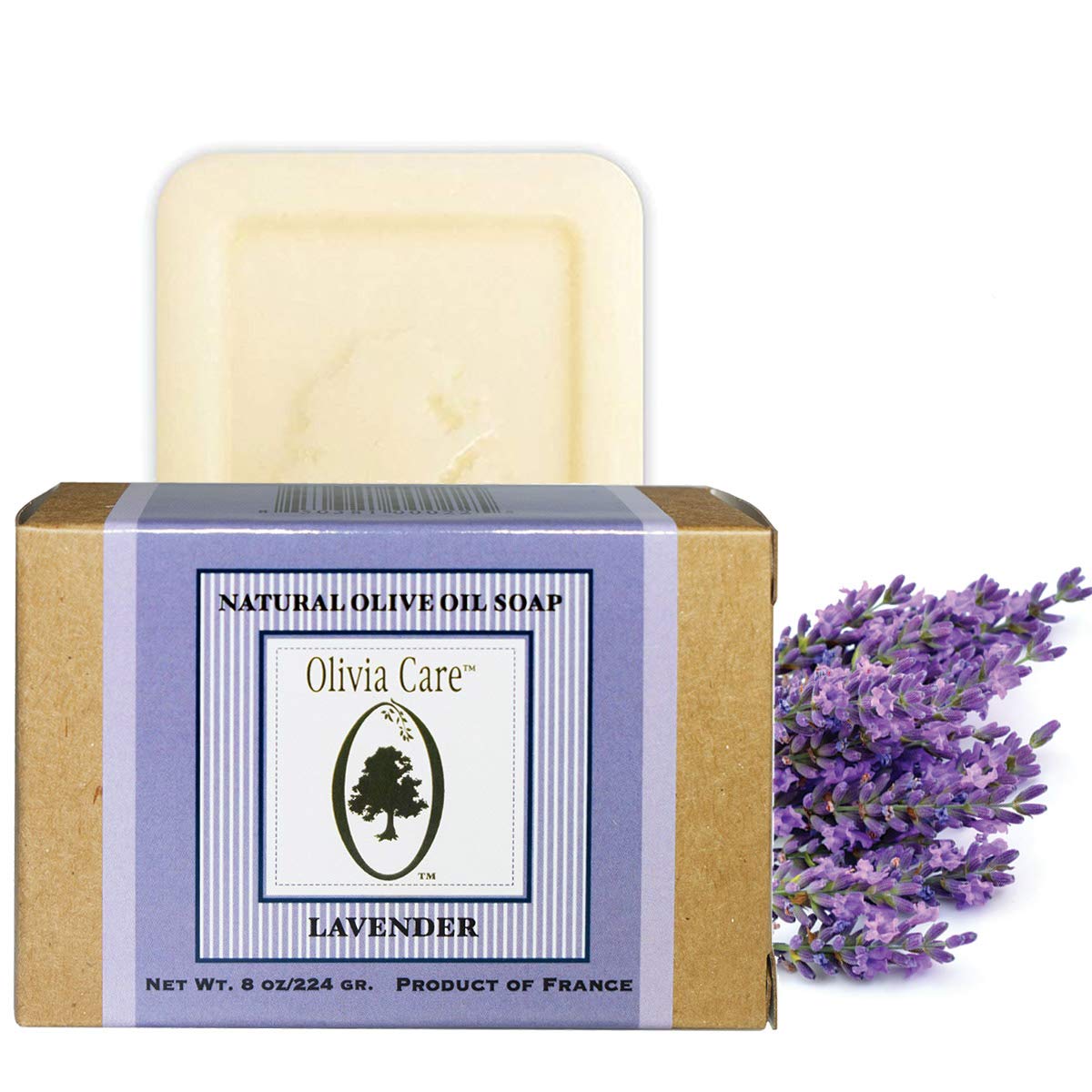 Olivia Care Premium Bath & Body Bar Soap | Organic & Natural | Olive Oil | Repairs, Hydrates, & Deep Cleans | Repair Dry Skin | Made in USA | 8 OZ - LAVENDER