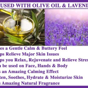 Olivia Care Premium Bath & Body Bar Soap | Organic & Natural | Olive Oil | Repairs, Hydrates, & Deep Cleans | Repair Dry Skin | Made in USA | 8 OZ - LAVENDER