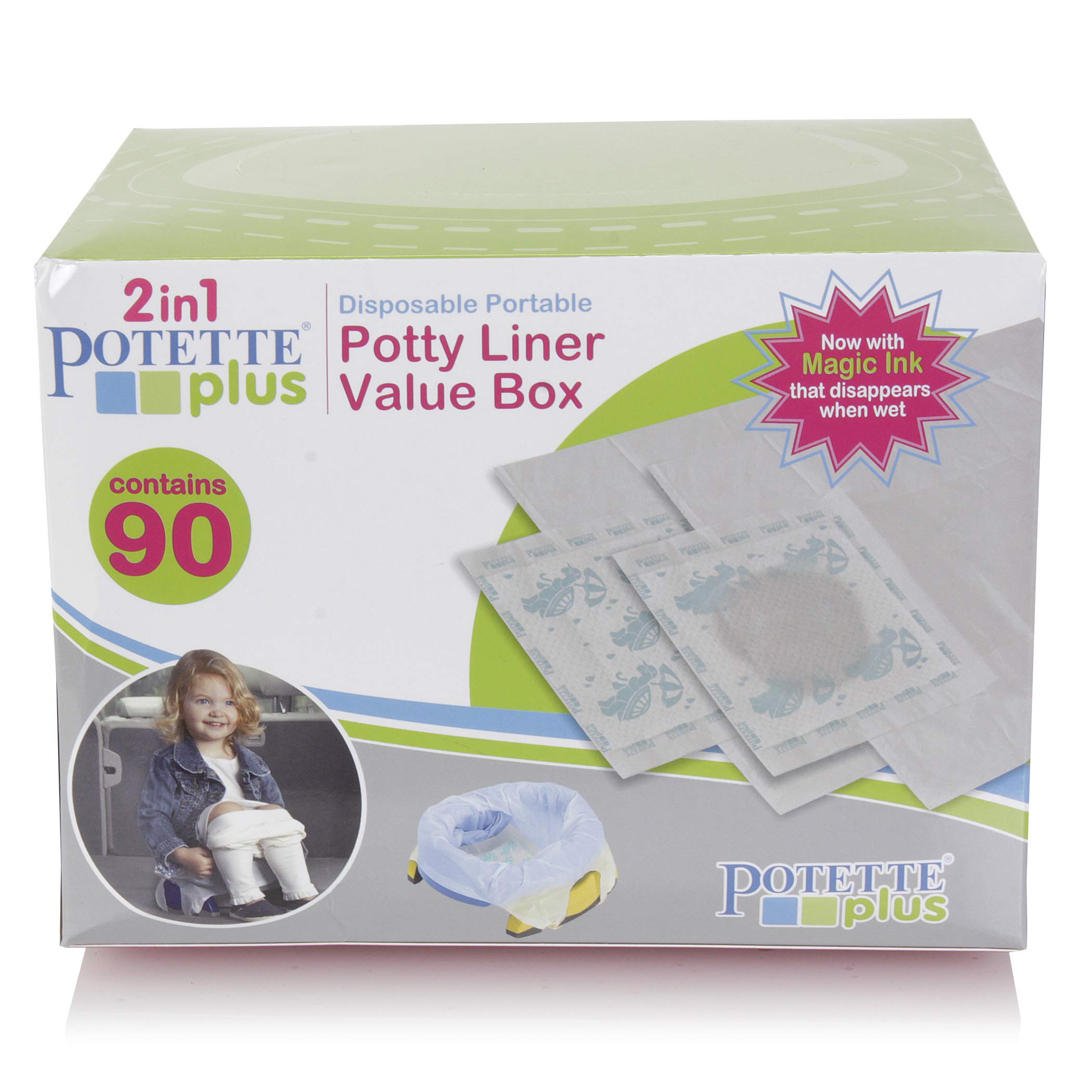 Kalencom Potette Plus Potty Seat Liners with Magic Disappearing Ink Value Box - 90 Liners