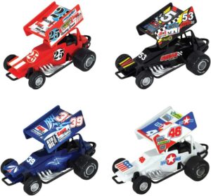 kipp brothers sprint car pull back racing toy cars with decals - pack of 8