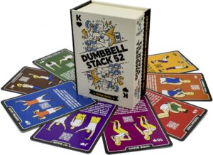 stack 52 dumbbell exercise cards. dumbbell workout playing card game. video instructions included. perfect for training with adjustable dumbbell free weight sets and home gym fitness. (2019 mega pack)