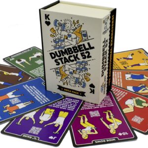 Stack 52 Dumbbell Exercise Cards. Dumbbell Workout Playing Card Game. Video Instructions Included. Perfect for Training with Adjustable Dumbbell Free Weight Sets and Home Gym Fitness. (2019 Mega Pack)