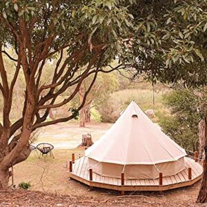 Psyclone Tents Removable Floor 4 Windows 5m/16.4ft Luxury Bell Tent Outdoor All Weather 8-10 Person Cotton Canvas Yurt Large Tent for Family Camping Glamping Hiking and Festivals