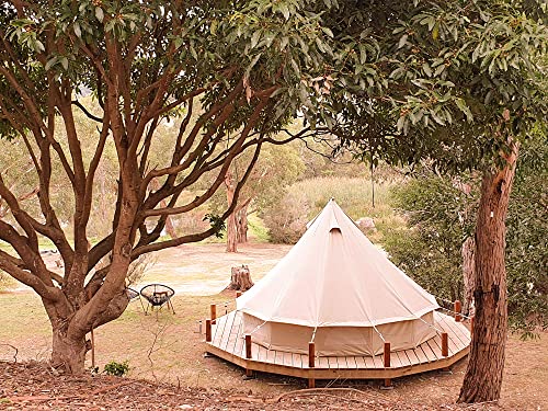 Psyclone Tents Removable Floor 4 Windows 5m/16.4ft Luxury Bell Tent Outdoor All Weather 8-10 Person Cotton Canvas Yurt Large Tent for Family Camping Glamping Hiking and Festivals