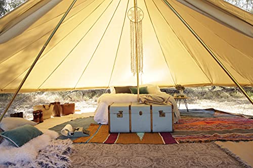 Psyclone Tents Removable Floor 4 Windows 5m/16.4ft Luxury Bell Tent Outdoor All Weather 8-10 Person Cotton Canvas Yurt Large Tent for Family Camping Glamping Hiking and Festivals