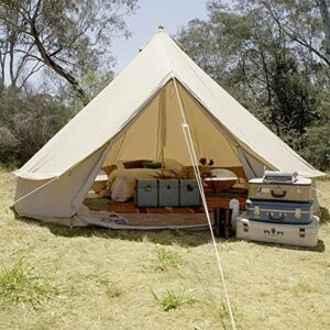 Psyclone Tents Removable Floor 4 Windows 5m/16.4ft Luxury Bell Tent Outdoor All Weather 8-10 Person Cotton Canvas Yurt Large Tent for Family Camping Glamping Hiking and Festivals