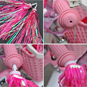 XINGZI 1Pair Hot Pink 19cm/7.5inch Dazzle Tassels Children Bicycle Handlebar Streamers Scooter Fringe Bike Baby Carrier Handle Deocration Accessories for Kids Cycling Lovers