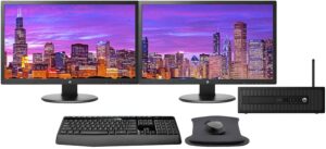 hp prodesk 600 g1 sff, intel i5, 8gb, 256gb ssd, win 10, dual (2) 24" fhd monitors, ac600mbps wifi, wireless keyboard mouse, gel mousepad (renewed)